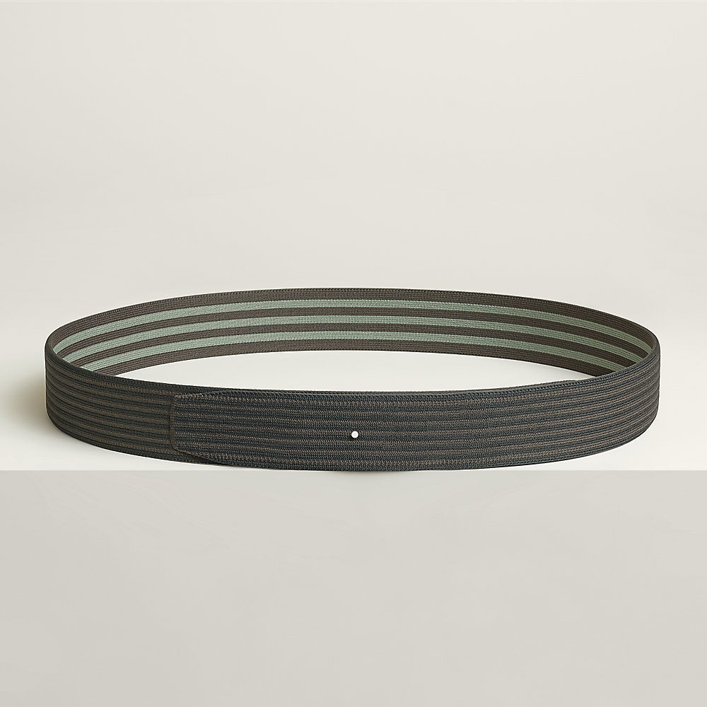 Stripes reversible band 38 mm - Green | Hermès Mainland China